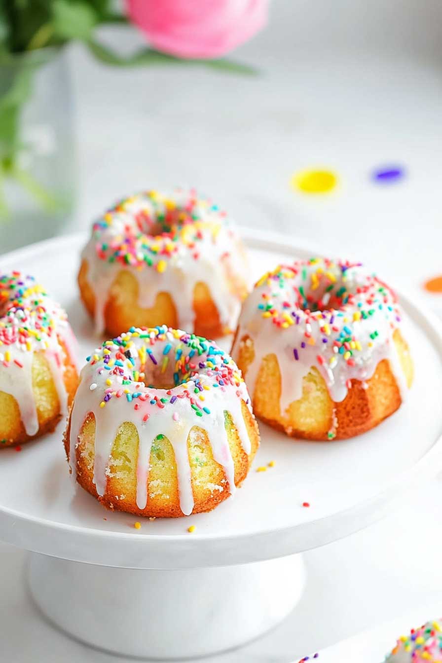 Funfetti Mini Bundt Cakes - Dessert Hungry