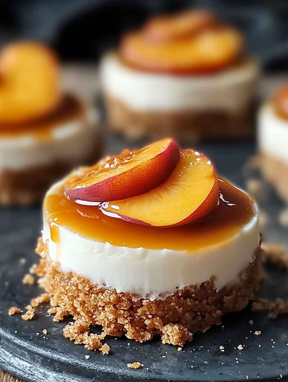 Mini Peach Cobbler Cheesecakes - Dessert Hungry