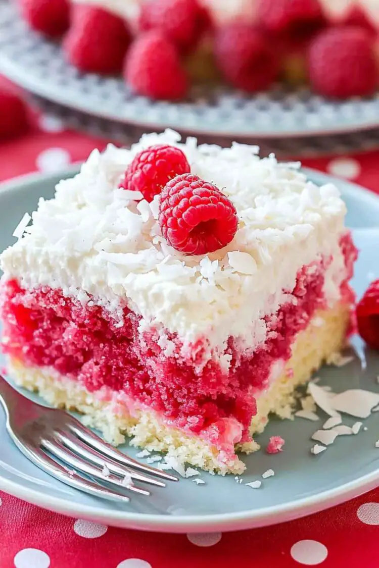 Raspberry Zinger Poke Cake - Dessert Hungry