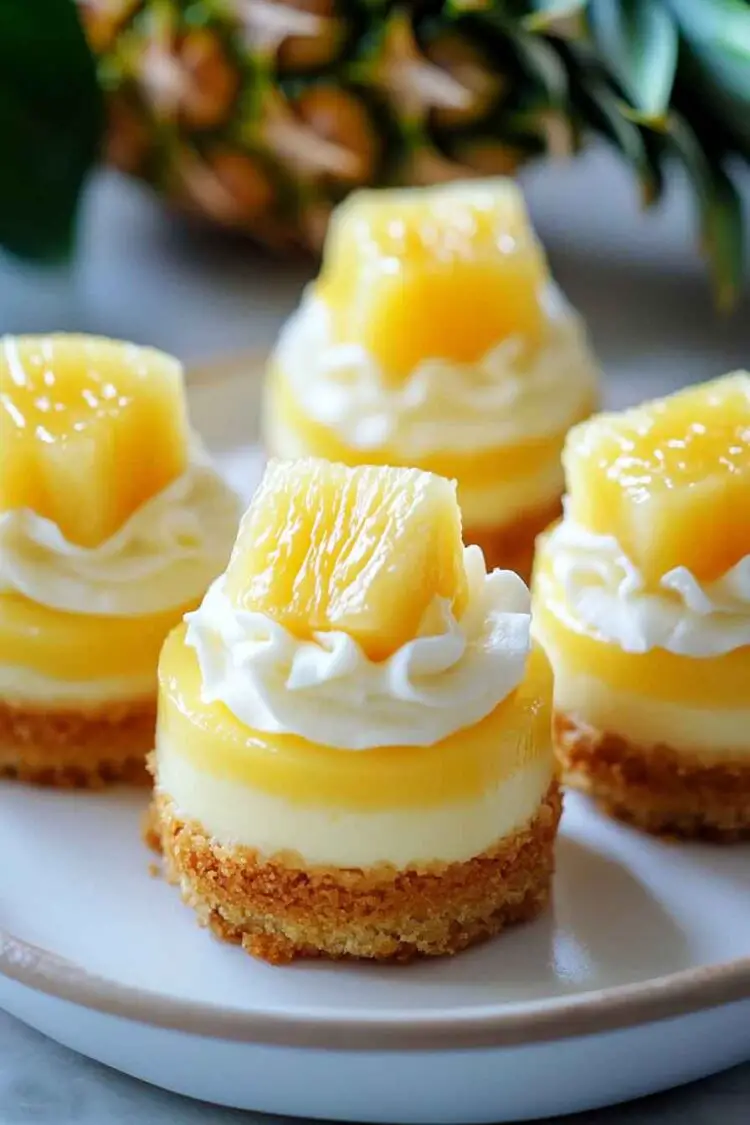 Tropical Pineapple Mini Cheesecakes - Dessert Hungry