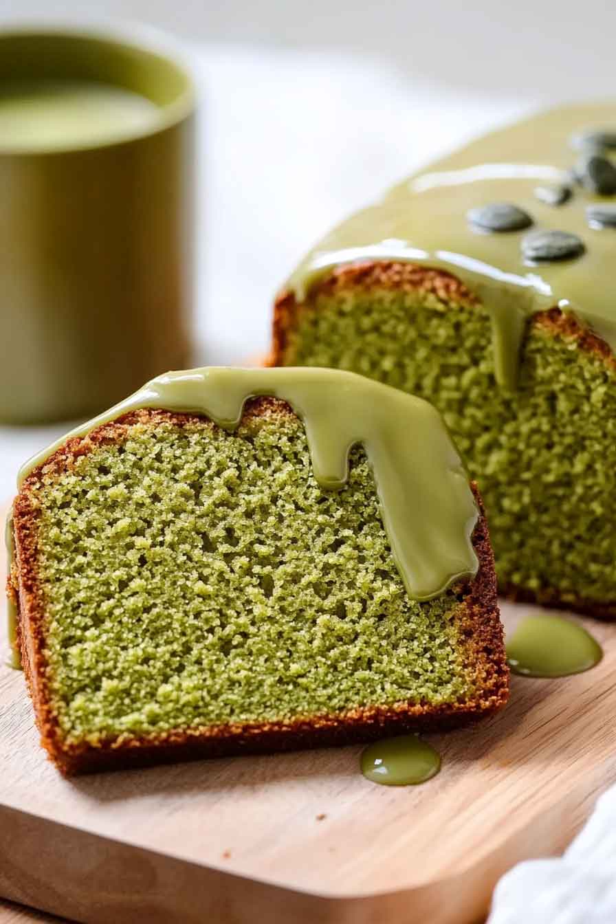 Matcha Pound Cake with Velvety Matcha Glaze - Dessert Hungry