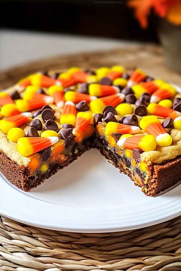 Candy Corn Chocolate Chip Cookie Cake - Dessert Hungry