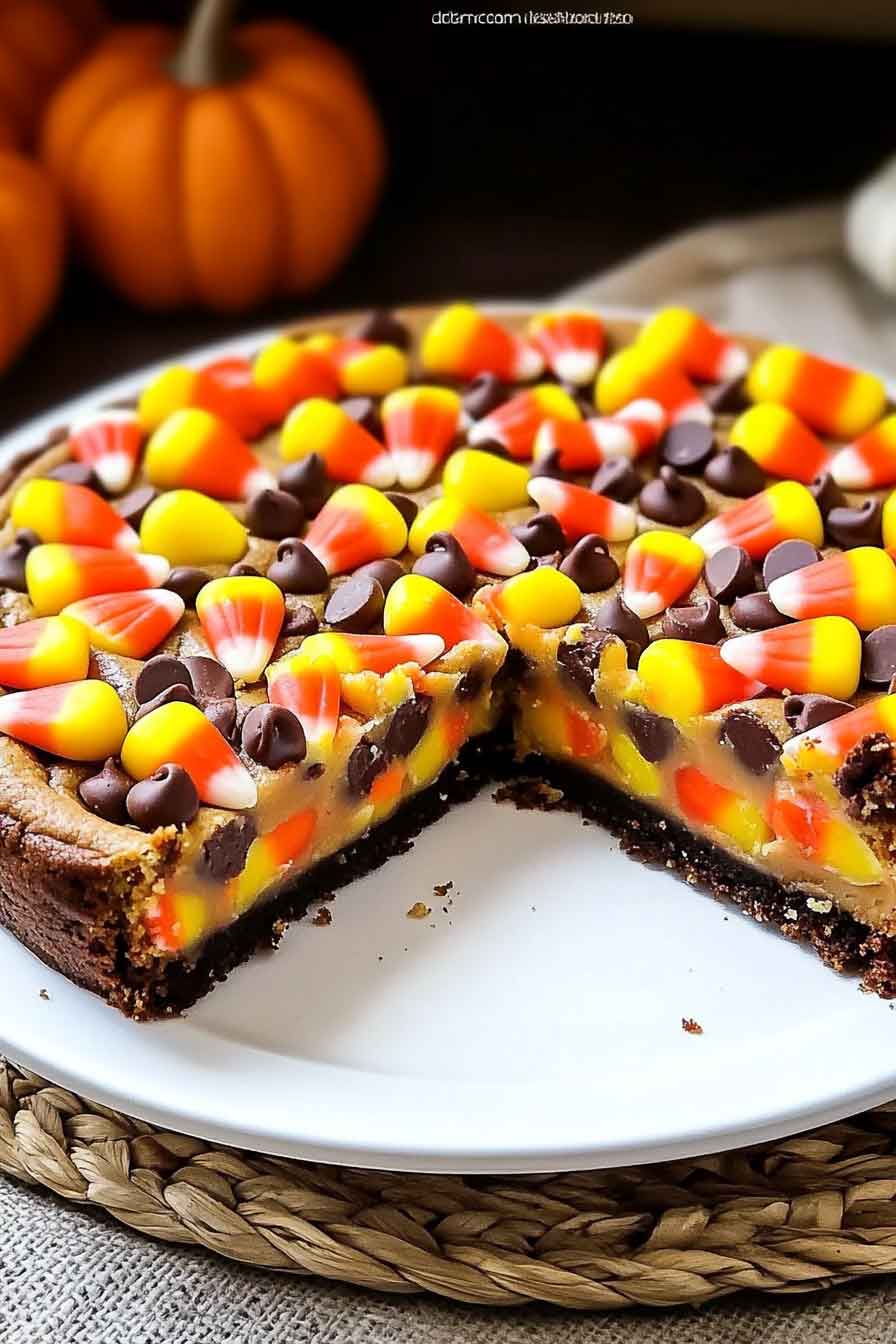Candy Corn Chocolate Chip Cookie Cake - Dessert Hungry