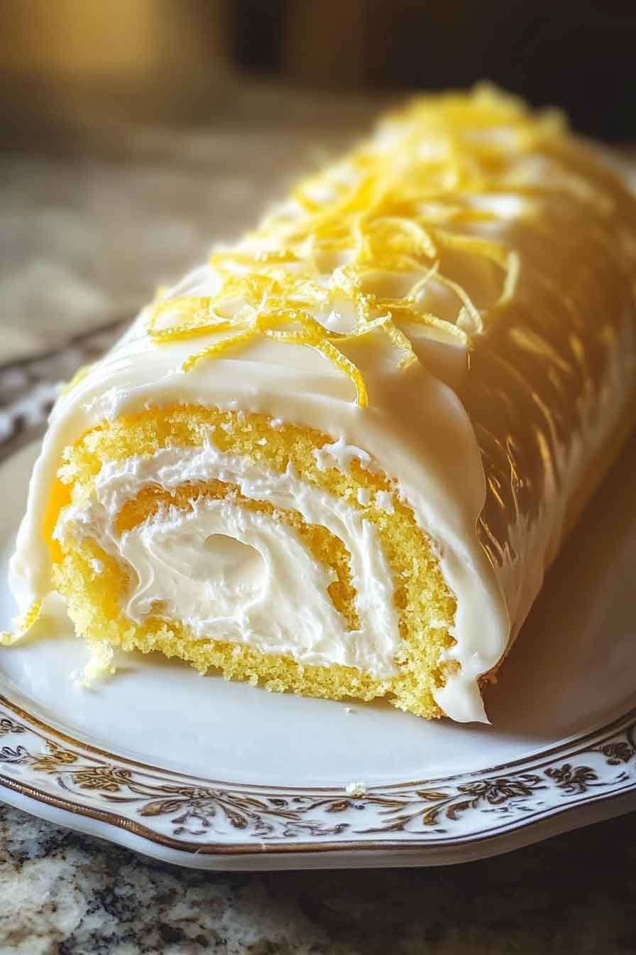 Luscious Lemon Cream Roll Cake - Dessert Hungry