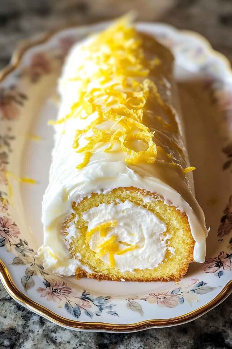 Luscious Lemon Cream Roll Cake - Dessert Hungry