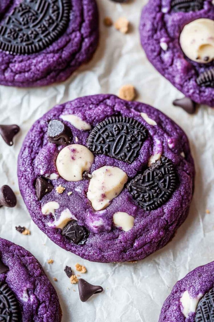 Ube Cookies and Cream Cookies - Dessert Hungry
