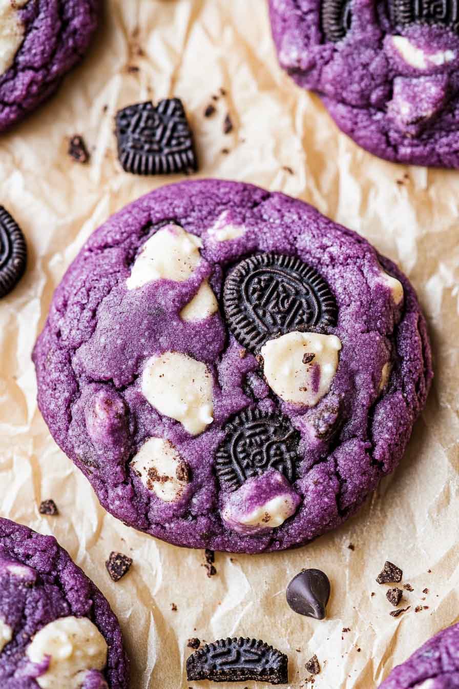 Ube Cookies and Cream Cookies - Dessert Hungry