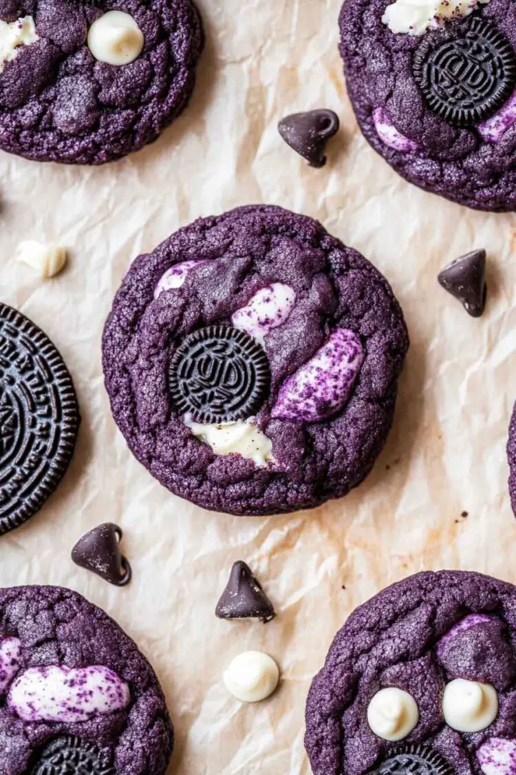 Ube Cookies and Cream Cookies - Dessert Hungry