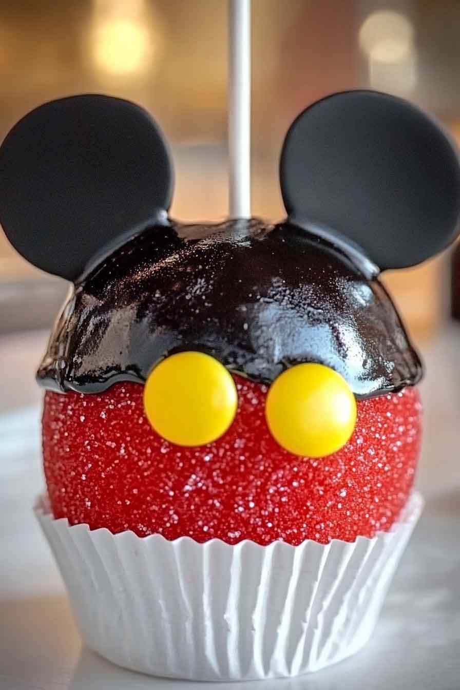 Mickey Mouse Candy Apples - Dessert Hungry