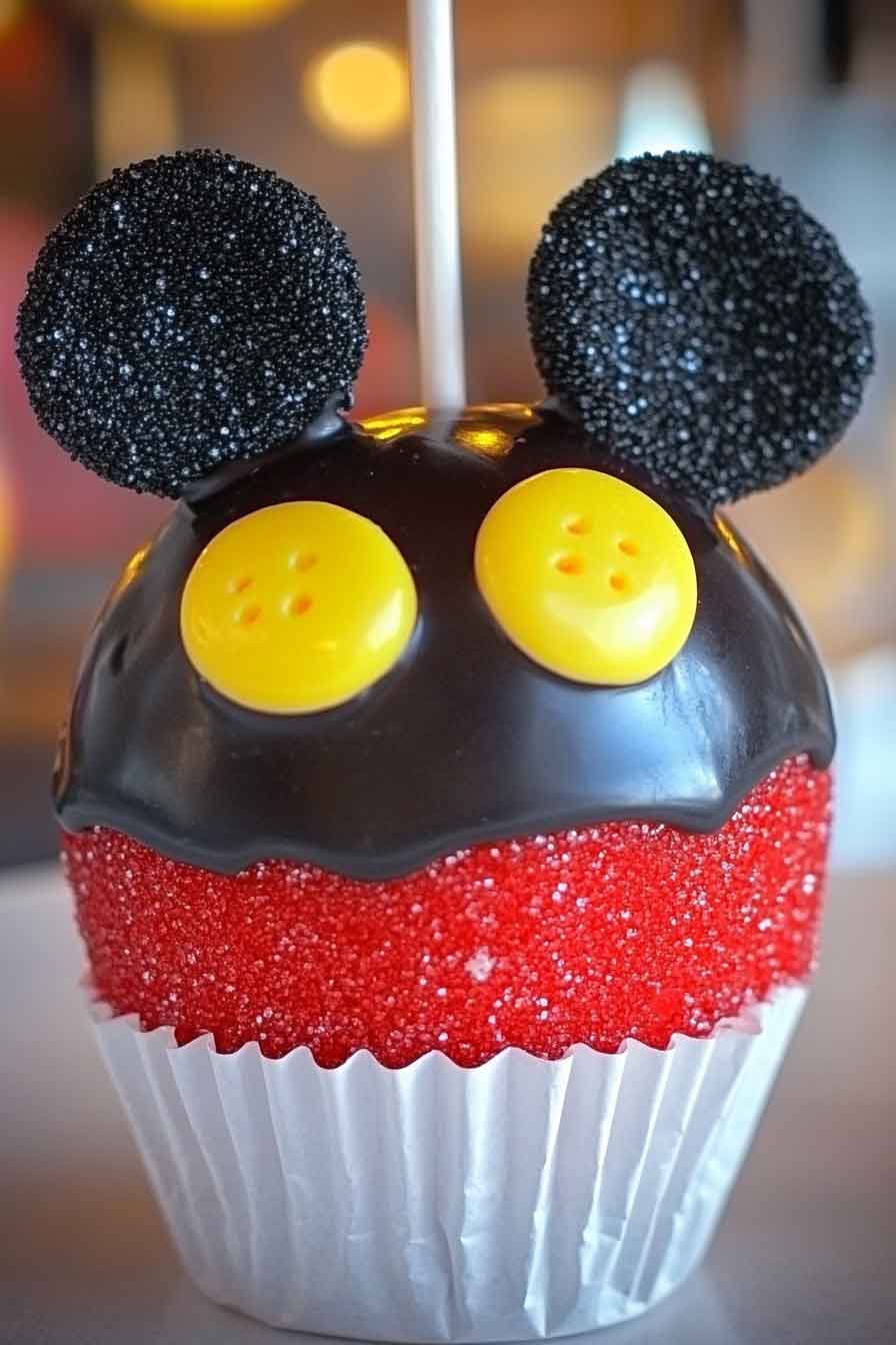 Mickey Mouse Candy Apples - Dessert Hungry