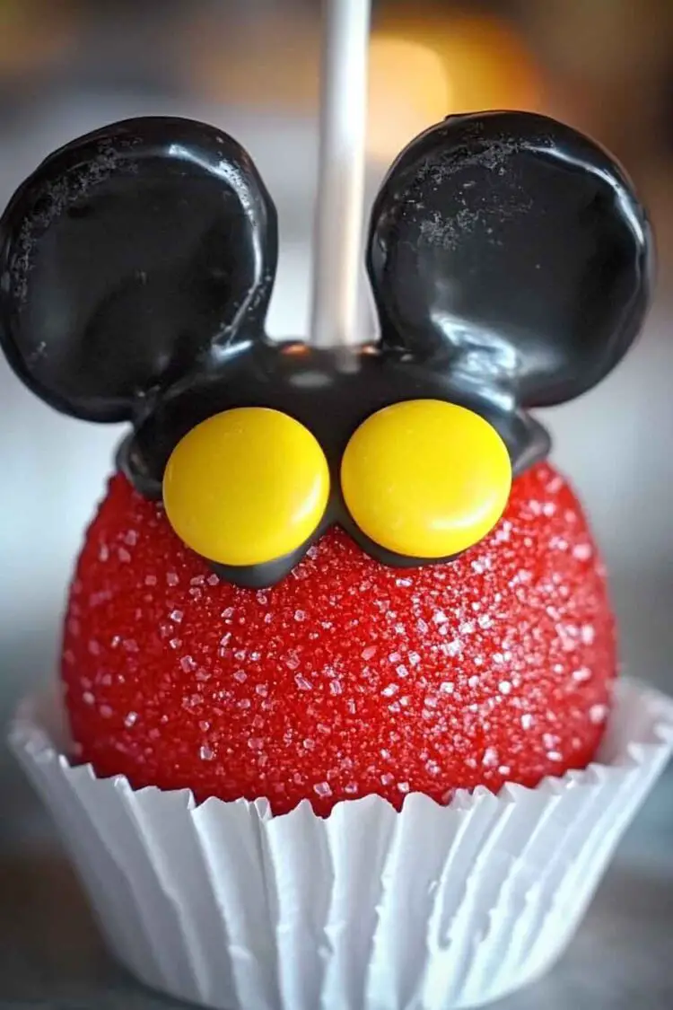 Mickey Mouse Candy Apples - Dessert Hungry