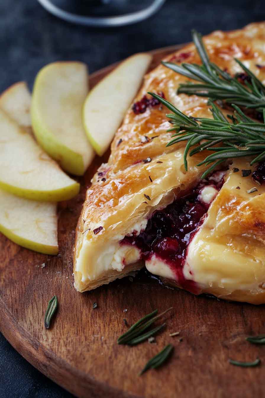Baked Brie Raspberry Rosemary - Dessert Hungry