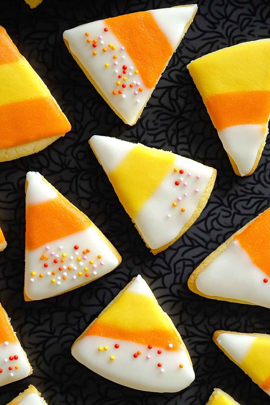 Candy Corn Sugar Cookies - Dessert Hungry