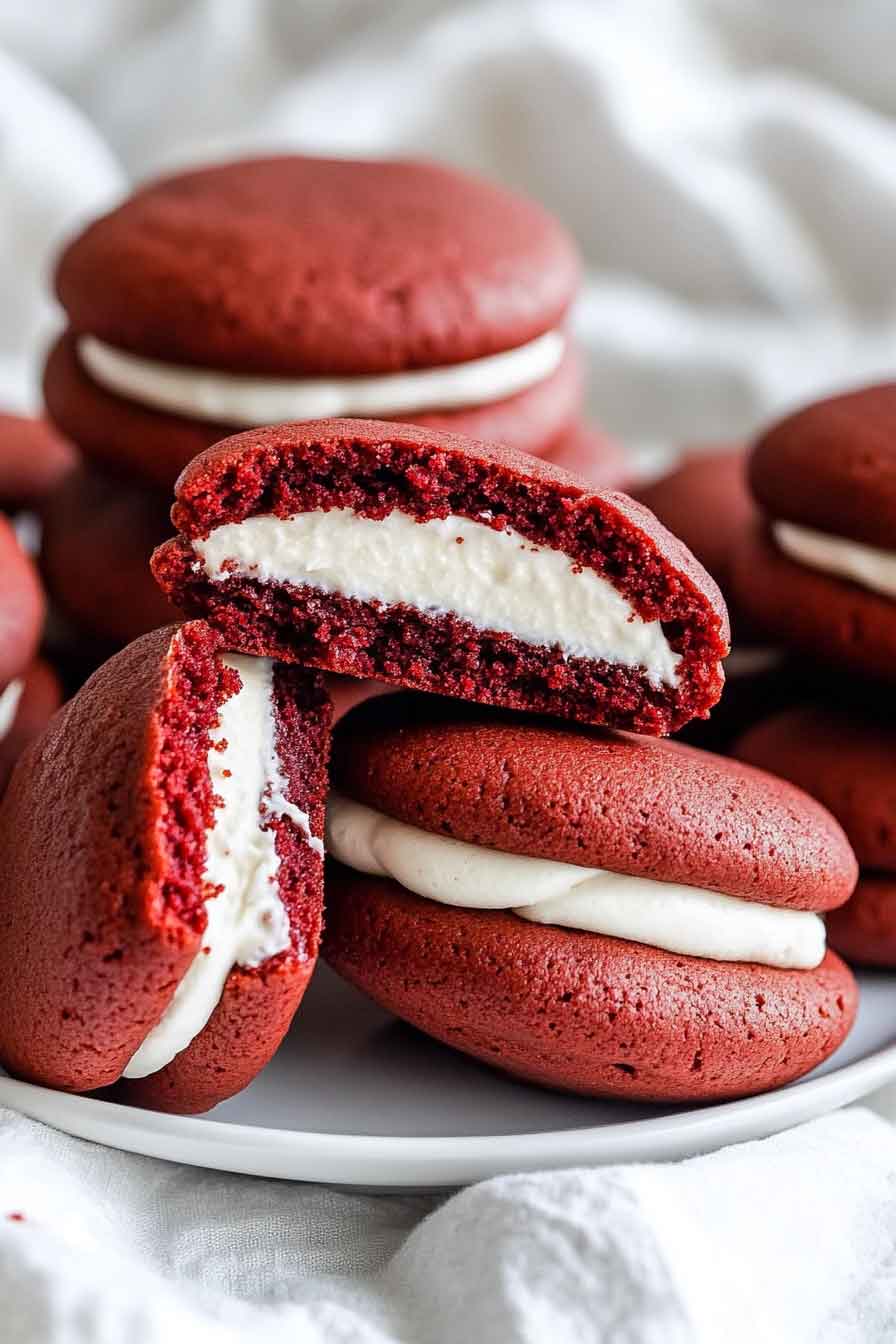 Red Velvet Whoopie Pies - Dessert Hungry