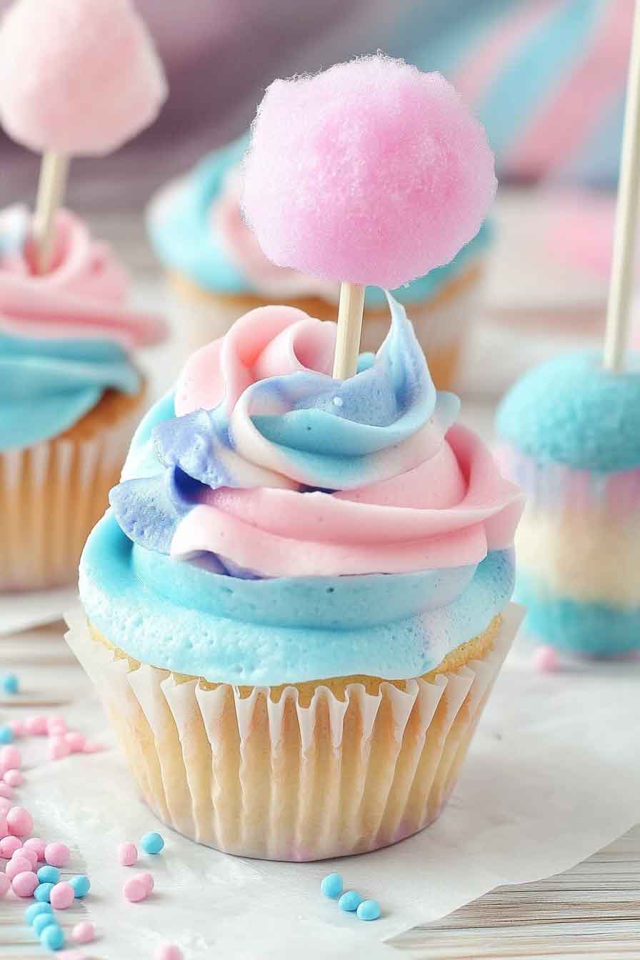 Cotton Candy Cupcakes Recipe - Dessert Hungry