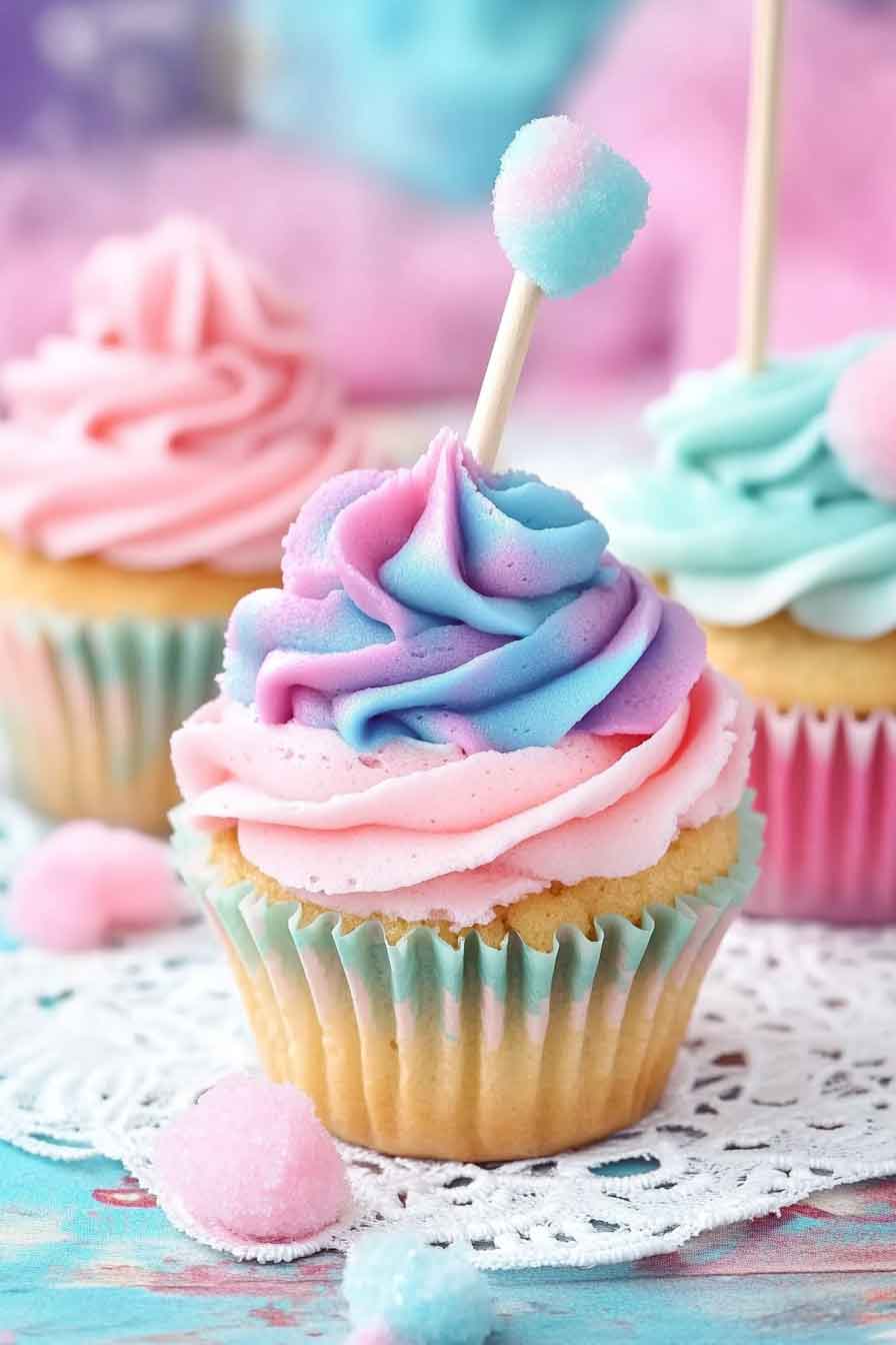 Cotton Candy Cupcakes Recipe - Dessert Hungry