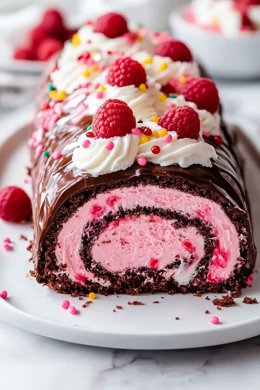 Neapolitan Millionaire Roll Cake - Dessert Hungry