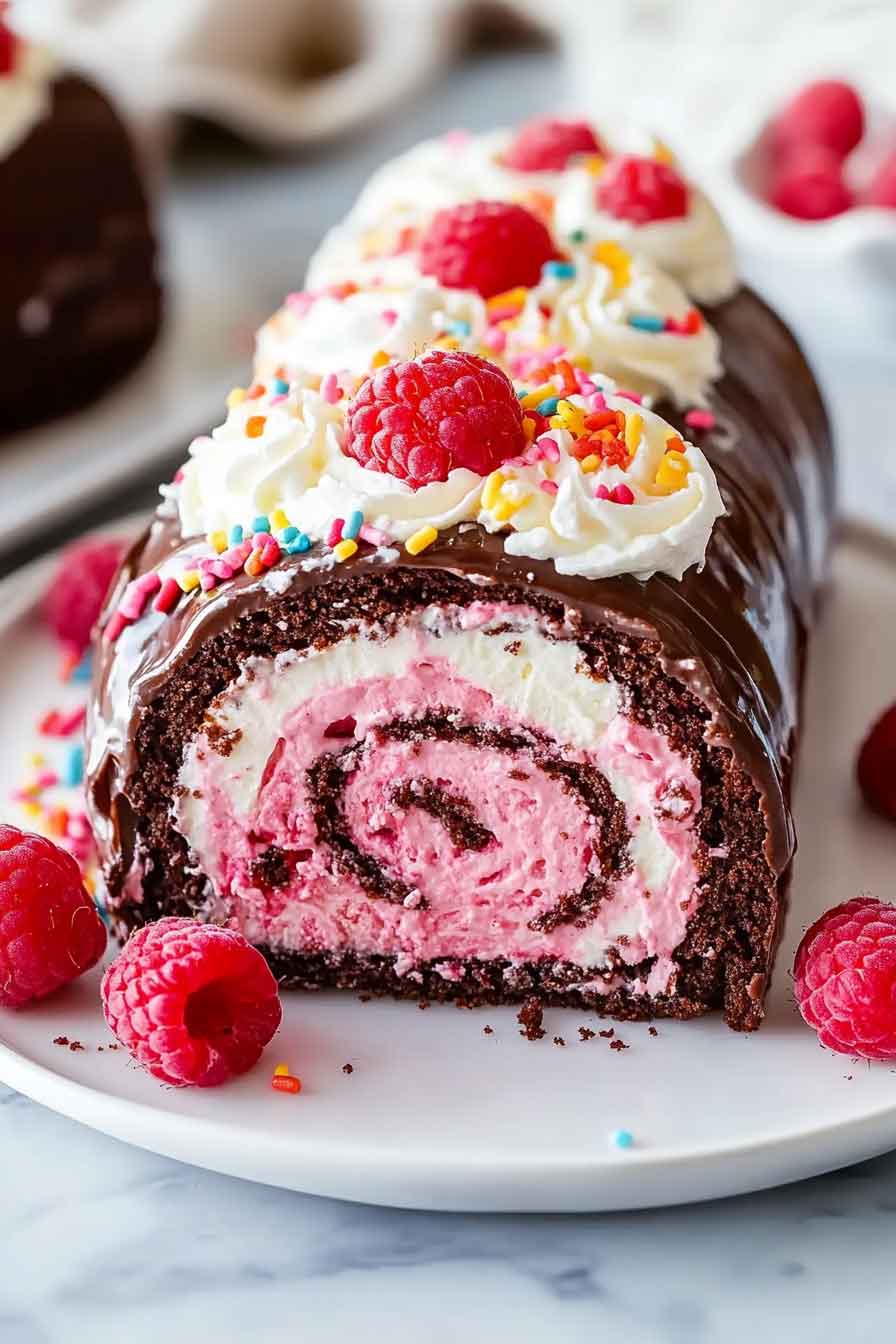 Neapolitan Millionaire Roll Cake - Dessert Hungry
