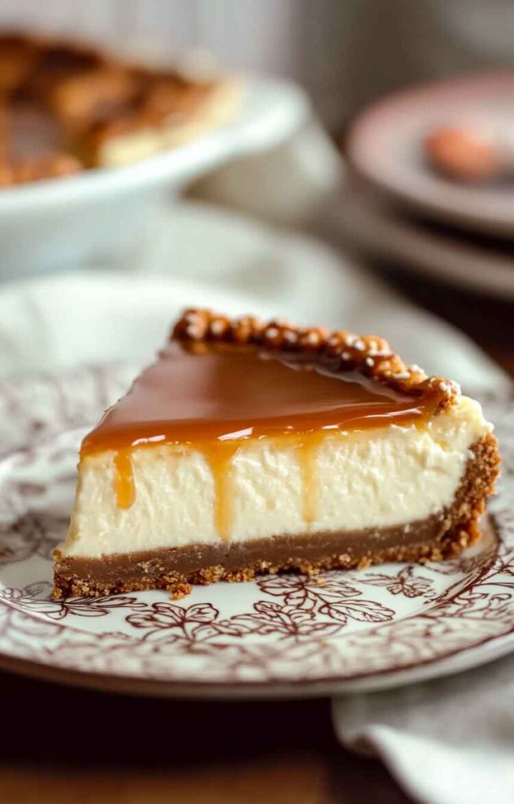 Salted Caramel Pretzel Cheesecake - Dessert Hungry