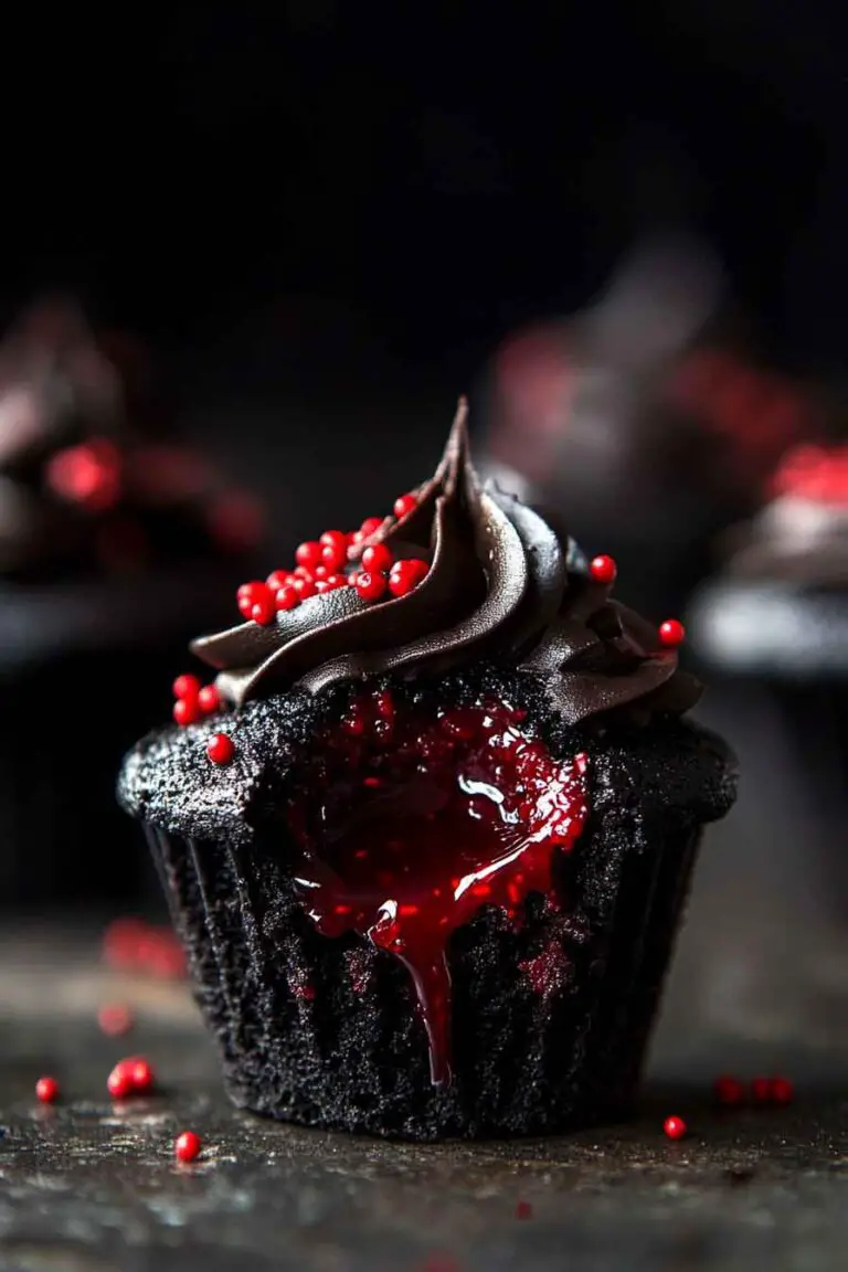 Bleeding Halloween Black Cupcakes - Dessert Hungry