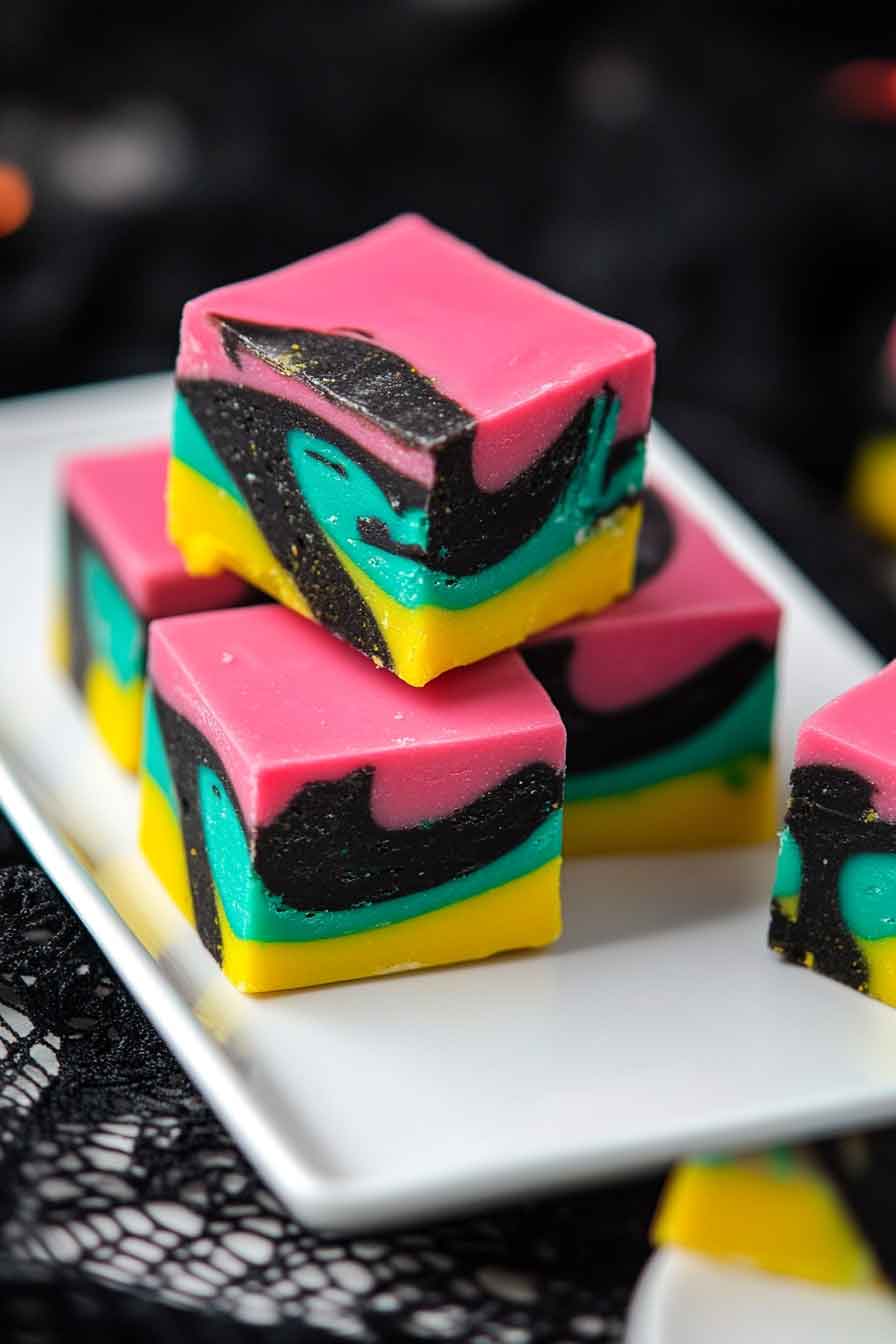 Colorful Halloween Fudge - Dessert Hungry