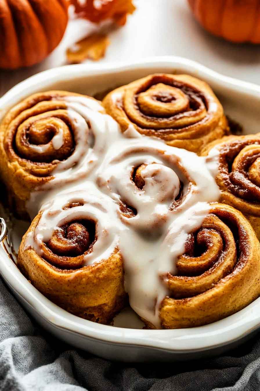Easy Pumpkin Cinnamon Rolls - Dessert Hungry