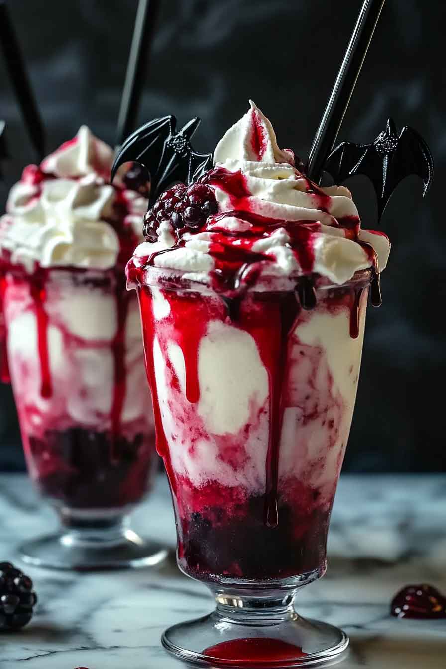 Halloween Vampire Ice Cream Floats - Dessert Hungry