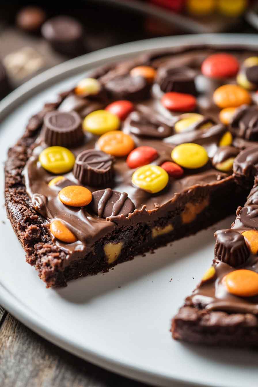 Peanut Butter Brownie Pizza - Dessert Hungry