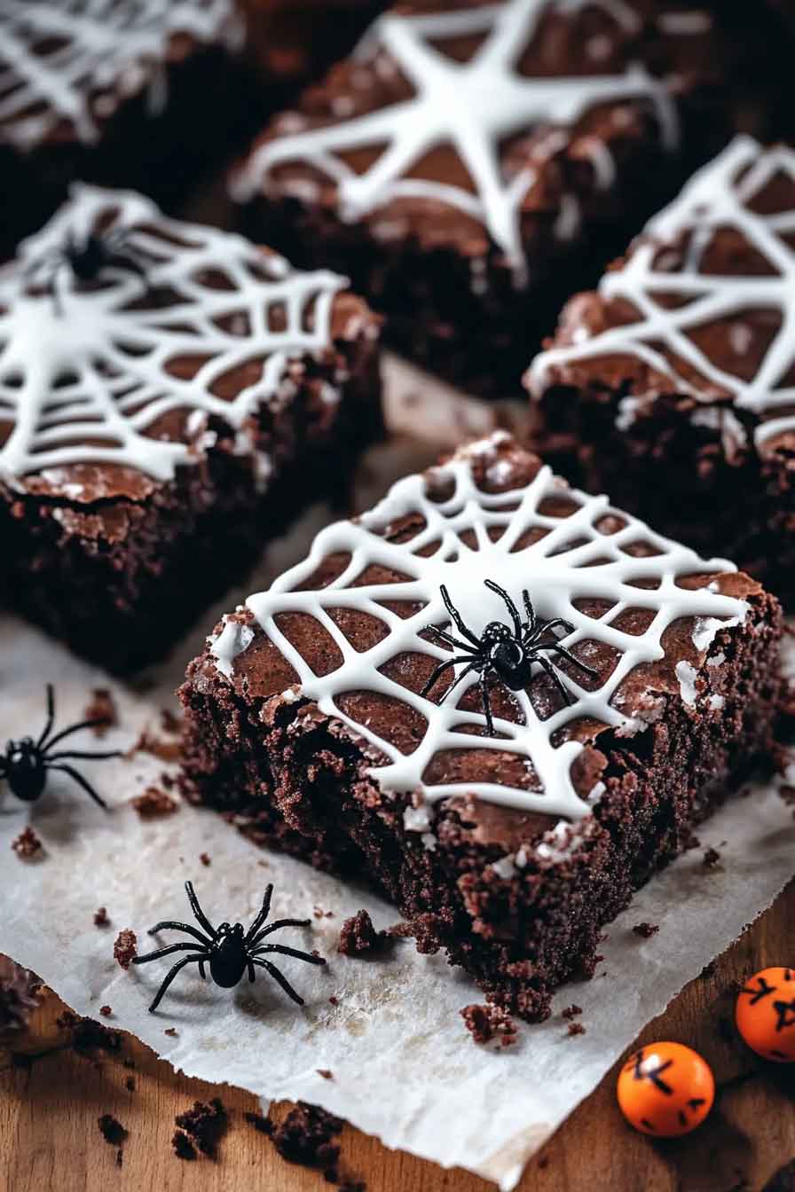 Spiderweb Brownies Halloween - Dessert Hungry