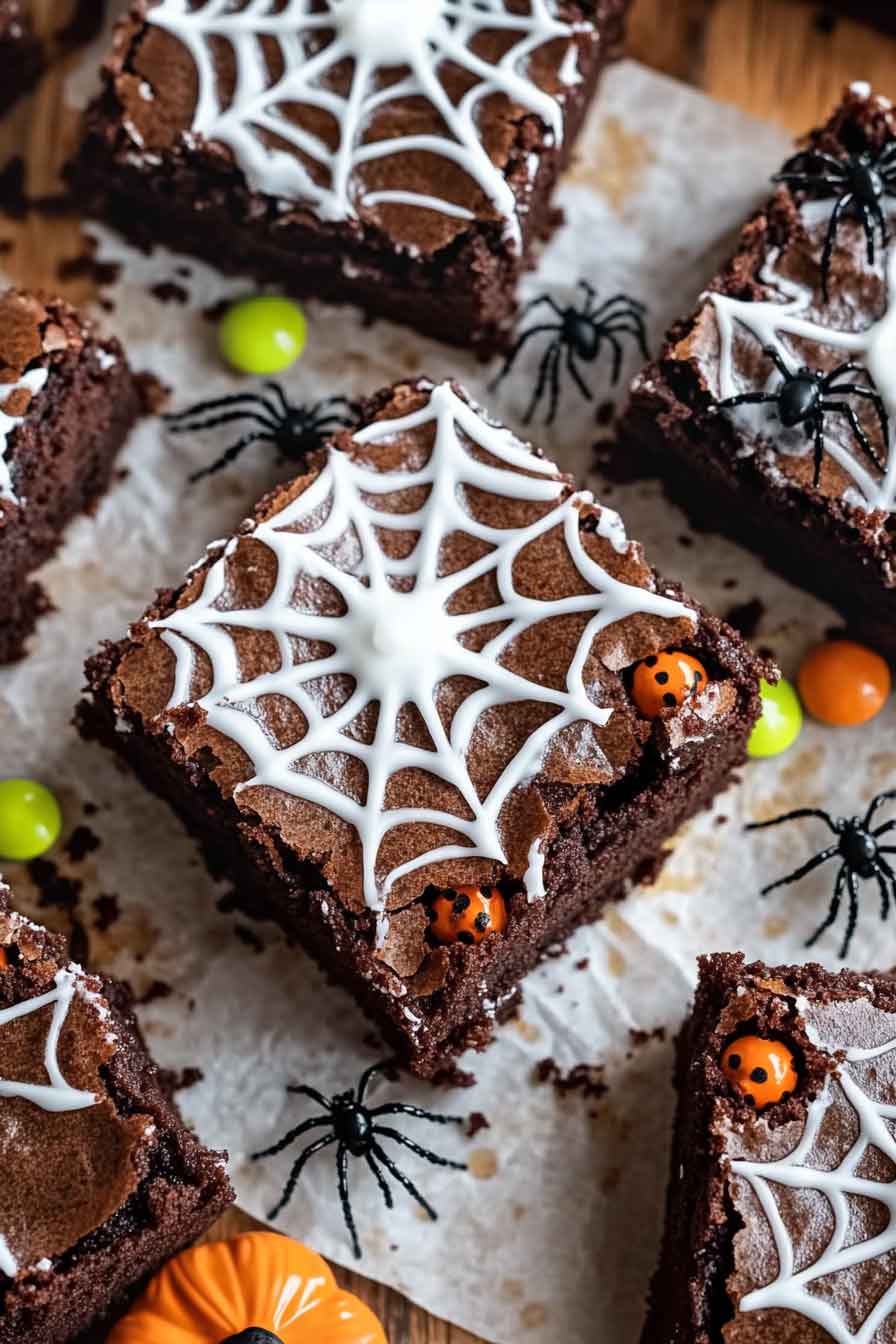 Spiderweb Brownies Halloween - Dessert Hungry