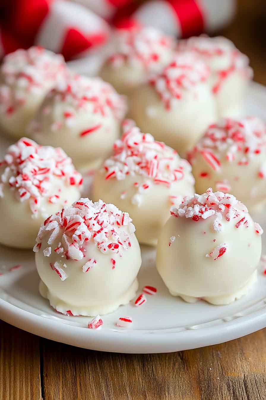 Peppermint Bark Snowballs - Dessert Hungry